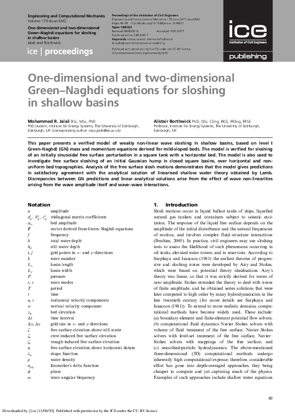 (PDF) One-dimensional and two-dimensional Green–Naghdi equations for ...