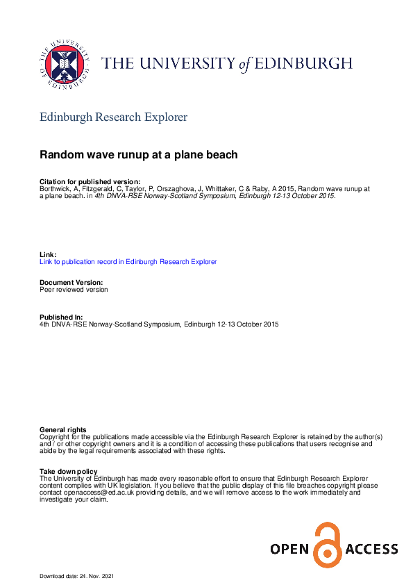 (PDF) Random wave runup at a plane beach