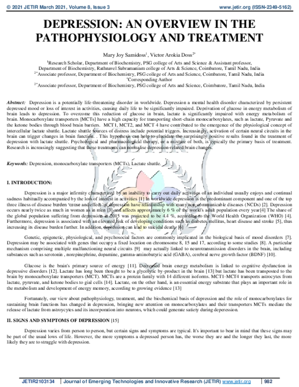 (PDF) Depression: An Overview in the Pathophysiology and Treatment