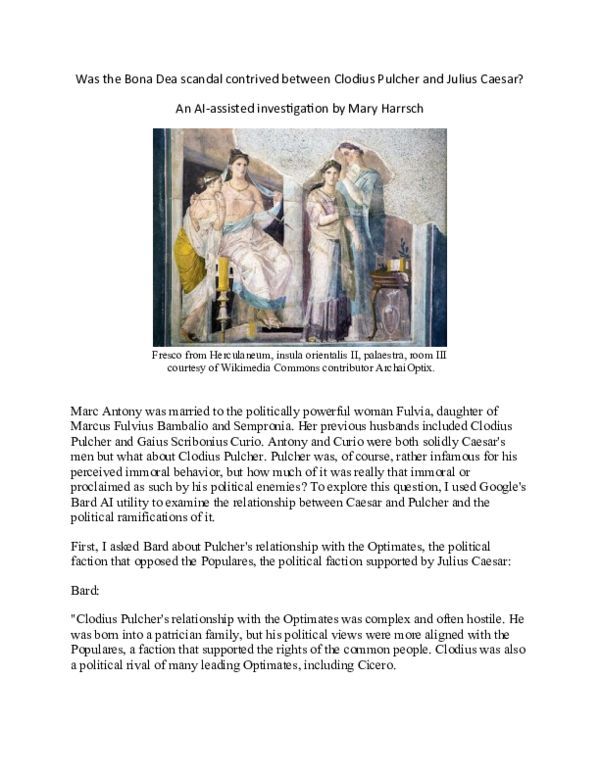 (PDF) Was the Bona Dea scandal contrived between Clodius Pulcher and ...