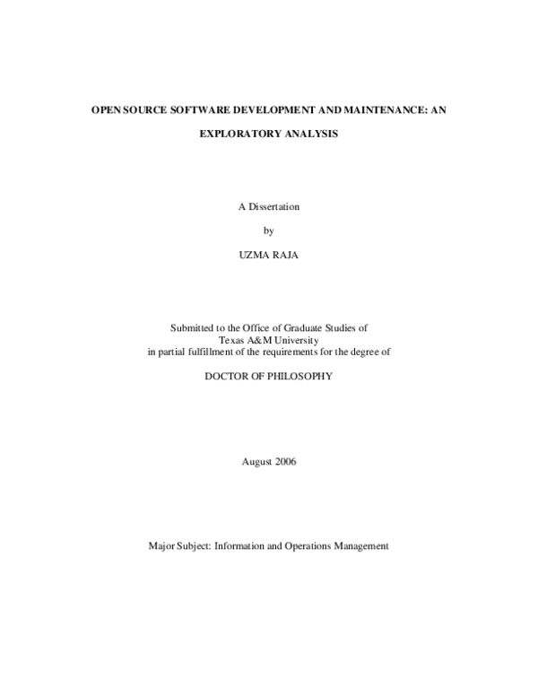 (PDF) Open source software development and maintenance: an exploratory analysis