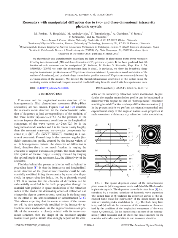 (PDF) Resonators with manipulated diffraction due to two- and three ...