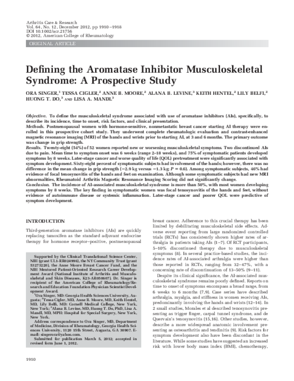 (PDF) Defining the aromatase inhibitor musculoskeletal syndrome: A ...