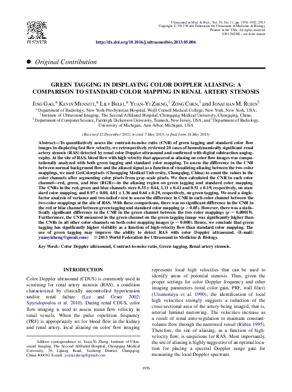 (PDF) Green Tagging in Displaying Color Doppler Aliasing: A Comparison ...