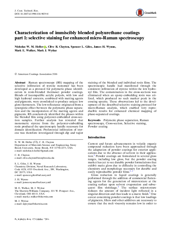 (PDF) Characterization of immiscibly blended polyurethane coatings part ...