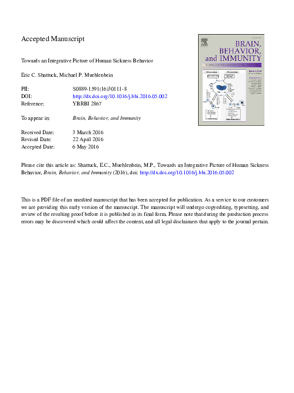 (PDF) Towards an integrative picture of human sickness behavior