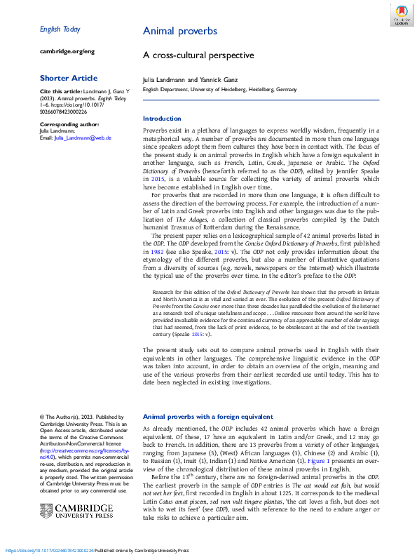 (PDF) Animal proverbs