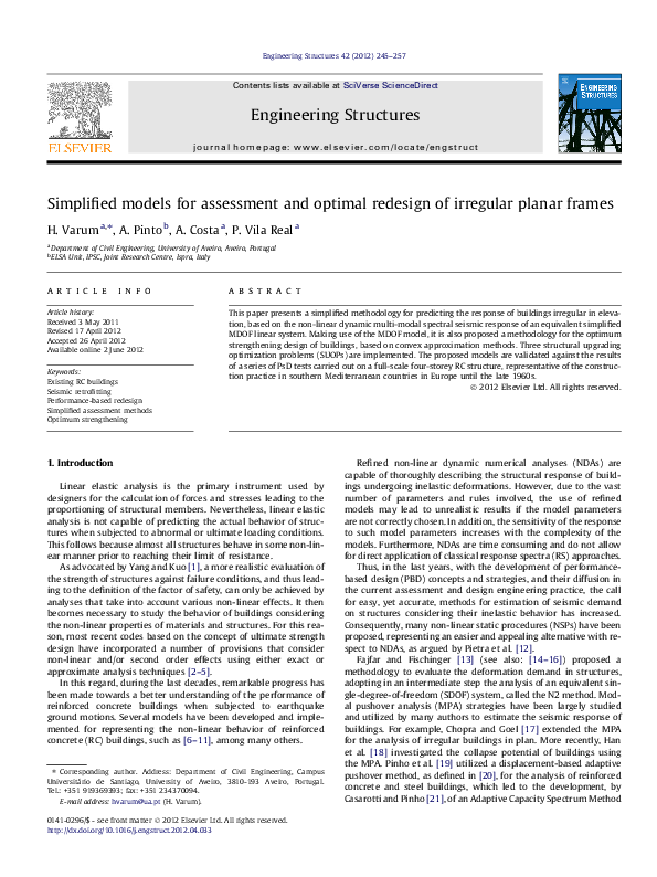 (PDF) Simplified models for assessment and optimal redesign of ...