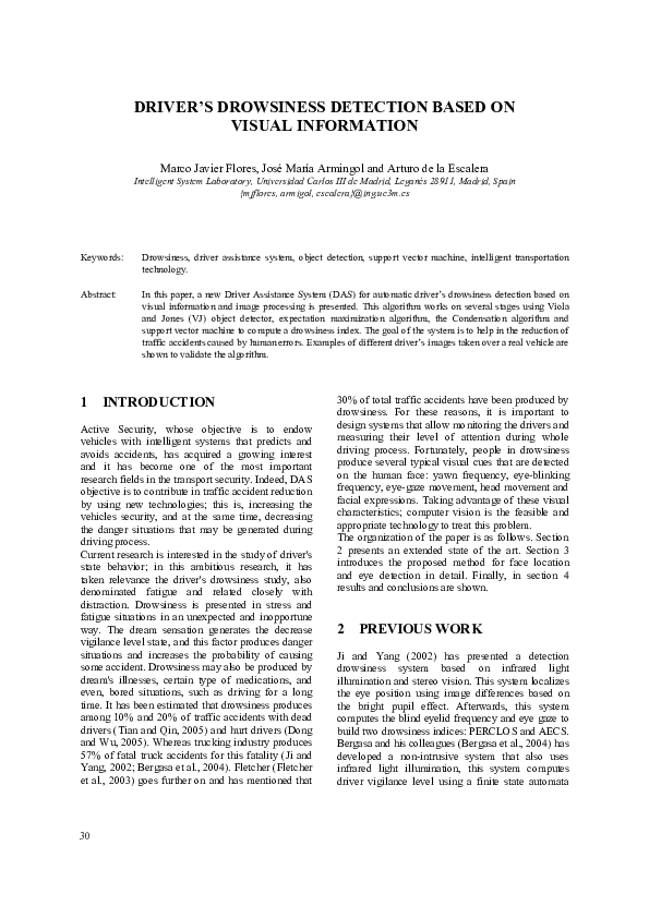 (PDF) Driver’s Drowsiness Detection Based on Visual Information
