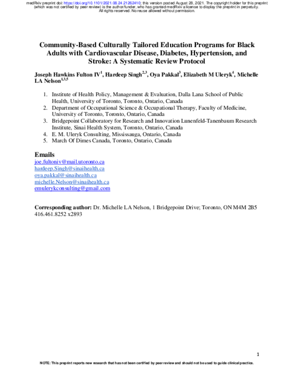 (PDF) Community-based Culturally Tailored Education Programs for Black ...
