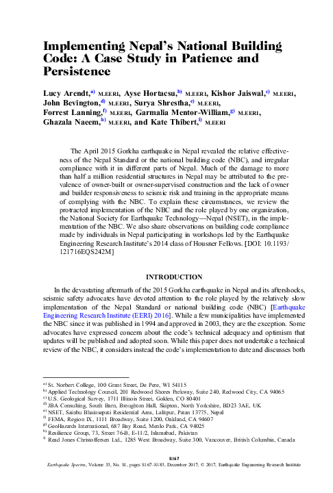 (PDF) Implementing Nepal's National Building Code: A Case Study in ...
