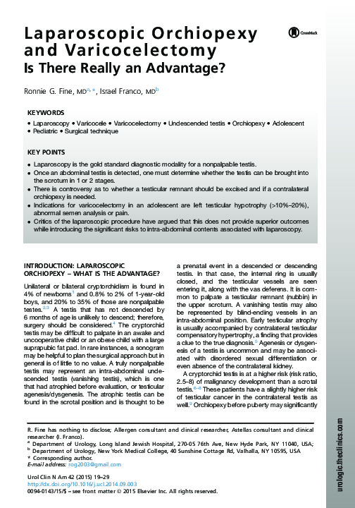 (PDF) Laparoscopic Orchiopexy and Varicocelectomy