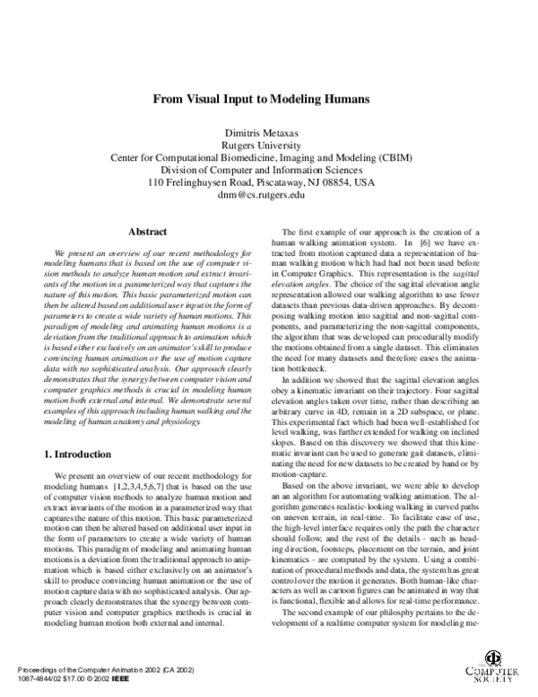 (PDF) From visual input to modeling humans