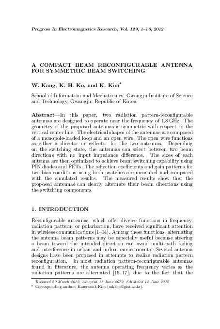 (PDF) A Compact Beam Reconfigurable Antenna for Symmetric Beam Switching