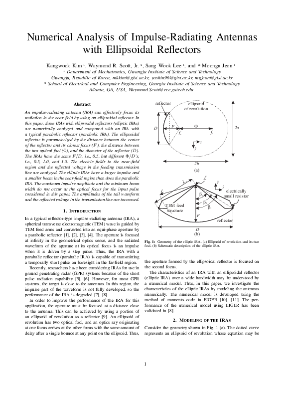 (PDF) Numerical Analysis of Impulse-Radiating Antennas with Ellipsoidal Reflectors