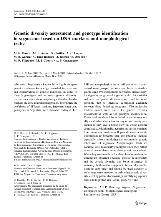 (PDF) Genetic diversity assessment and genotype identification in ...