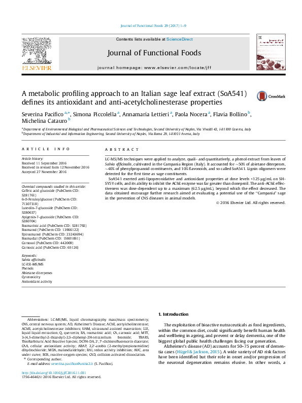 (PDF) A metabolic profiling approach to an Italian sage leaf extract ...