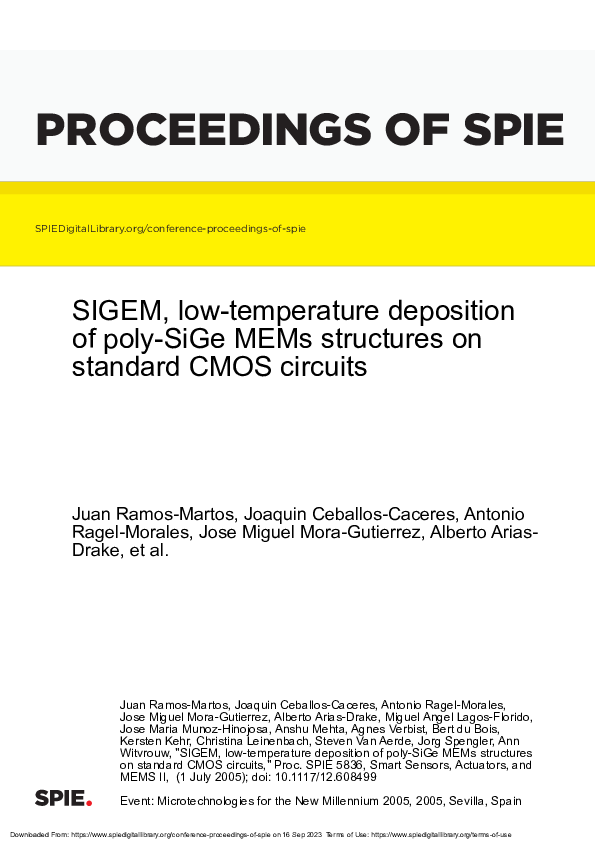 (PDF) SIGEM, low-temperature deposition of poly-SiGe MEMs structures on ...
