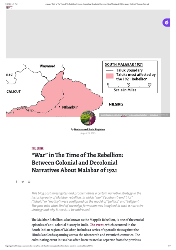 (PDF) “War” in The Time of The Rebellion: Between Colonial and ...