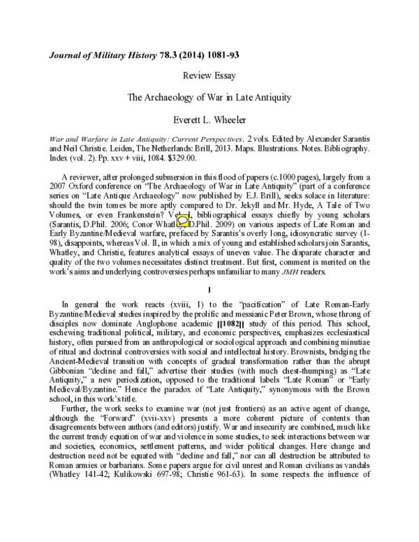 (PDF) Review Essay: The Archaeology of War in Late Antiquity