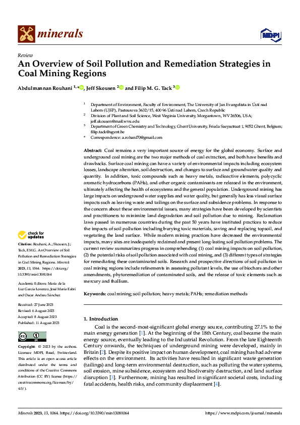 (PDF) An Overview of Soil Pollution and Remediation Strategies in Coal ...