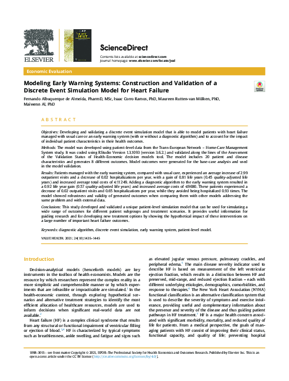 (PDF) Modeling Early Warning Systems: Construction and Validation of a Discrete Event Simulation ...