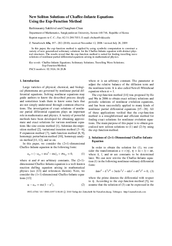 (PDF) New Soliton Solutions of Chaffee-Infante Equations Using the Exp ...