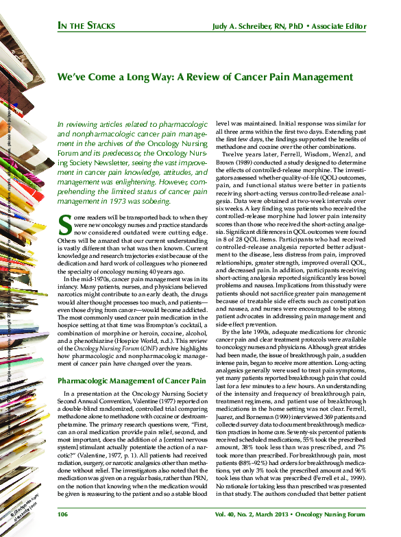(PDF) We've Come a Long Way: A Review of Cancer Pain Management