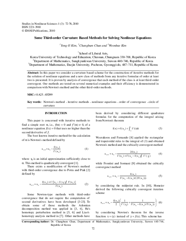 (PDF) Third-Order Iterative Methods for Nonlinear Equations (PDF) Third-Order Iterative Methods for Nonlinear Equations