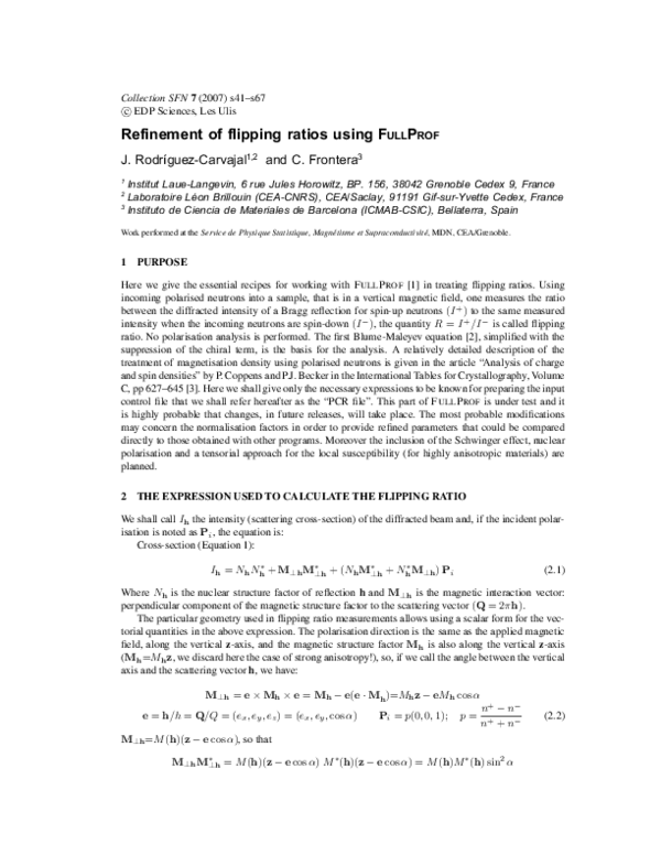 (PDF) Refinement of flipping ratios using FULLPROF