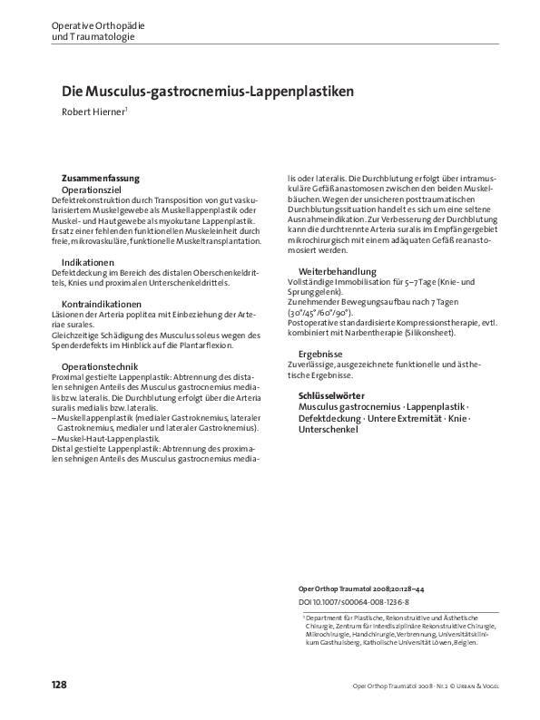 (PDF) Die Musculus-gastrocnemius-Lappenplastiken