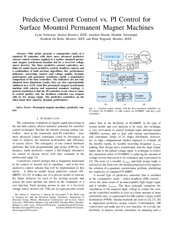(PDF) Predictive Current Control vs. PI Control for Surface Mounted ...