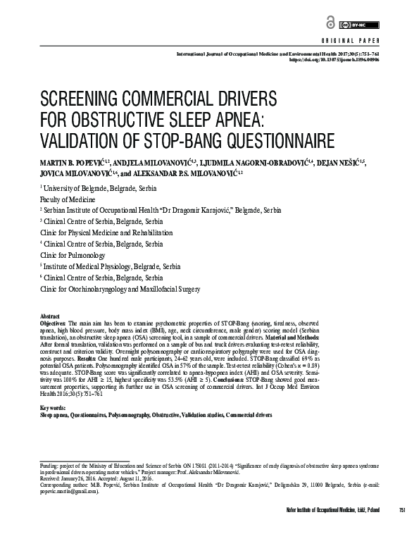 (PDF) Screening commercial drivers for obstructive sleep apnea ...