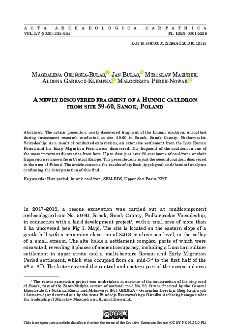 (PDF) A newly discovered fragment of a Hunnic cauldron from site 59-60 ...