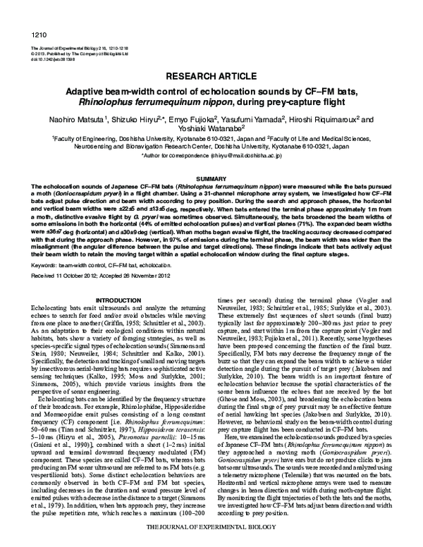 (PDF) Adaptive beam-width control of echolocation sounds by CF–FM bats ...