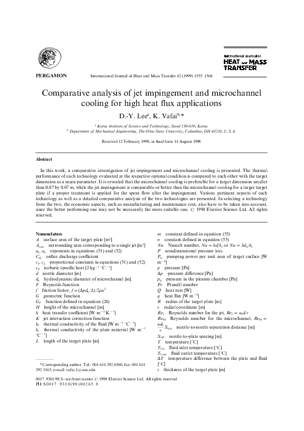 (PDF) Comparative analysis of jet impingement and microchannel cooling ...