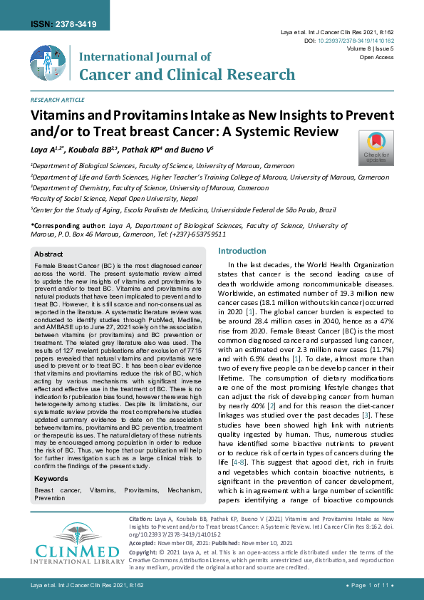(PDF) Vitamins and Provitamins Intake as New Insights to Prevent and/or ...