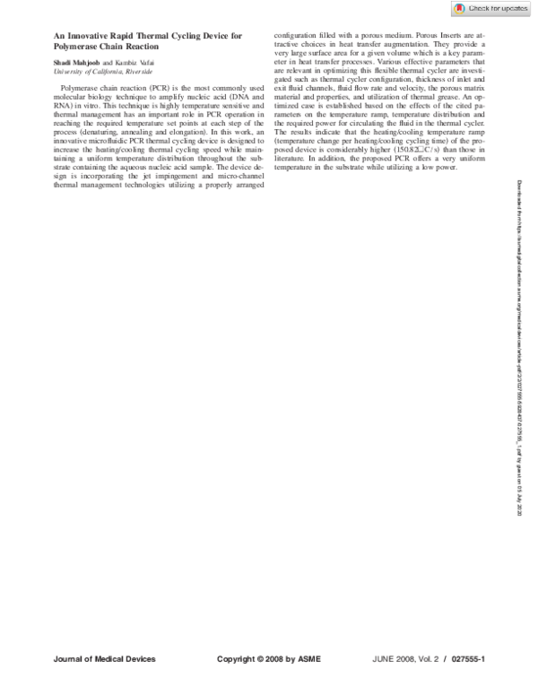 (PDF) An Innovative Rapid Thermal Cycling Device for Polymerase Chain ...