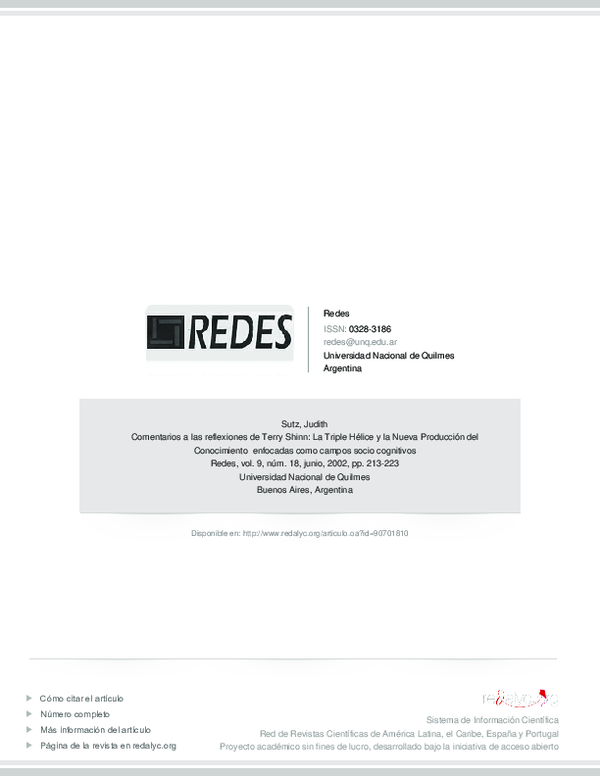(PDF) Comentarios a las reflexiones de Terry Shinn: La Triple Hélice y ...
