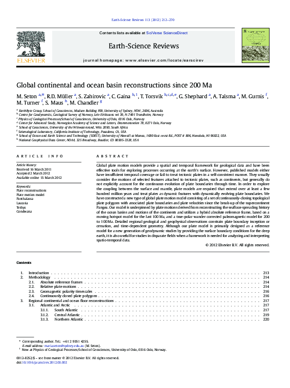 (PDF) Global continental and ocean basin reconstructions since 200Ma