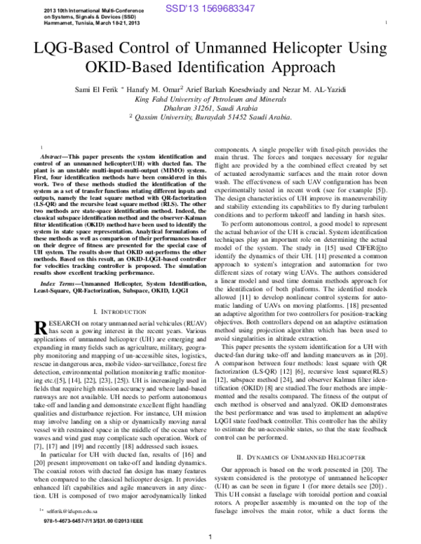 (PDF) LQG-based control of unmanned helicopter using OKID-based ...