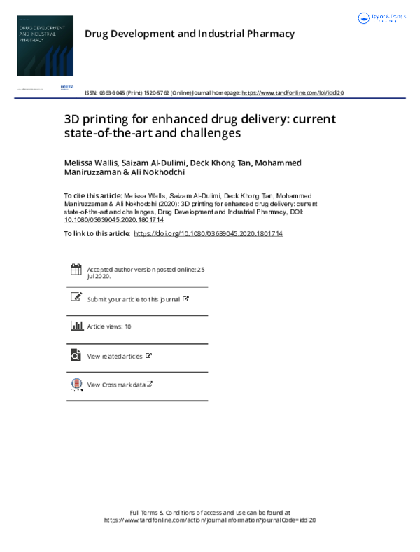 (PDF) 3D printing for enhanced drug delivery: current state-of-the-art ...