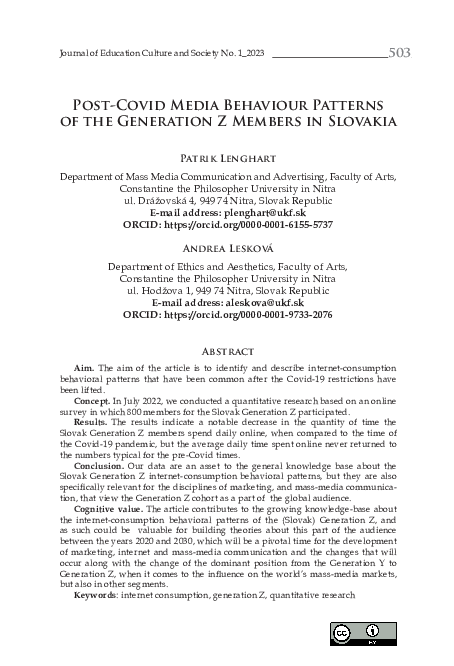 (PDF) Post-Covid Media Behaviour Patterns of the Generation Z Members ...