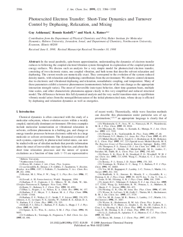 (PDF) Photoexcited Electron Transfer: Short-Time Dynamics and Turnover ...