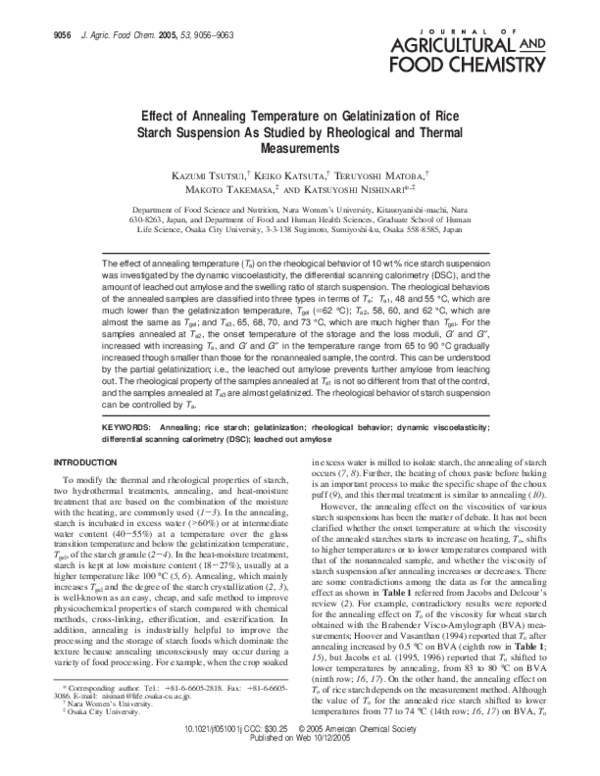 (PDF) Effect of Annealing Temperature on Gelatinization of Rice Starch Suspension As Studied by ...