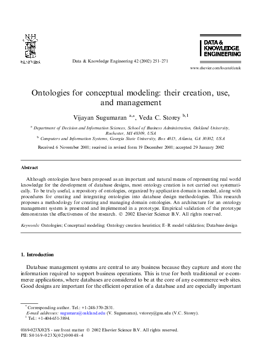 (PDF) Ontologies for conceptual modeling: their creation, use, and management