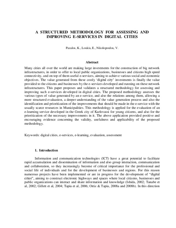 (PDF) A structured methodology for assessing and improving e-services ...