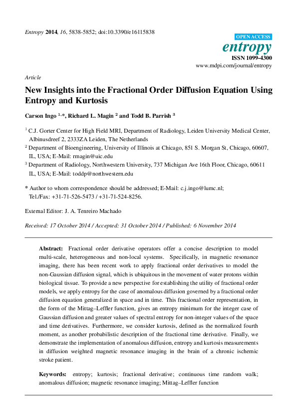 Pdf Article New Insights Into The Fractional Order Diffusion Equation