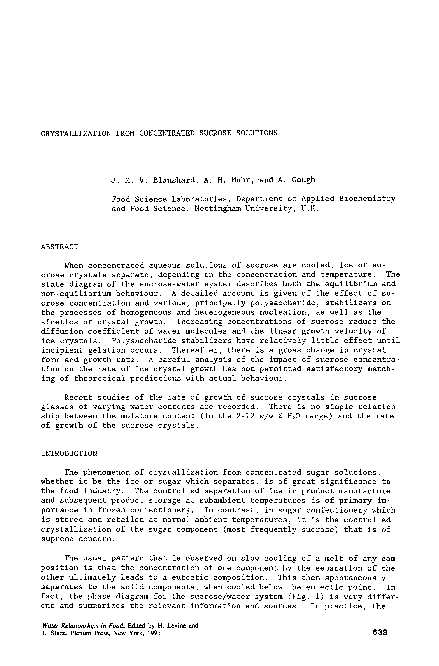 (PDF) Crystallization from Concentrated Sucrose Solutions