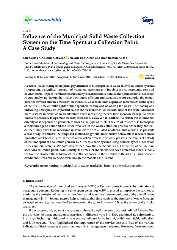 (PDF) Influence of the Municipal Solid Waste Collection System on the ...